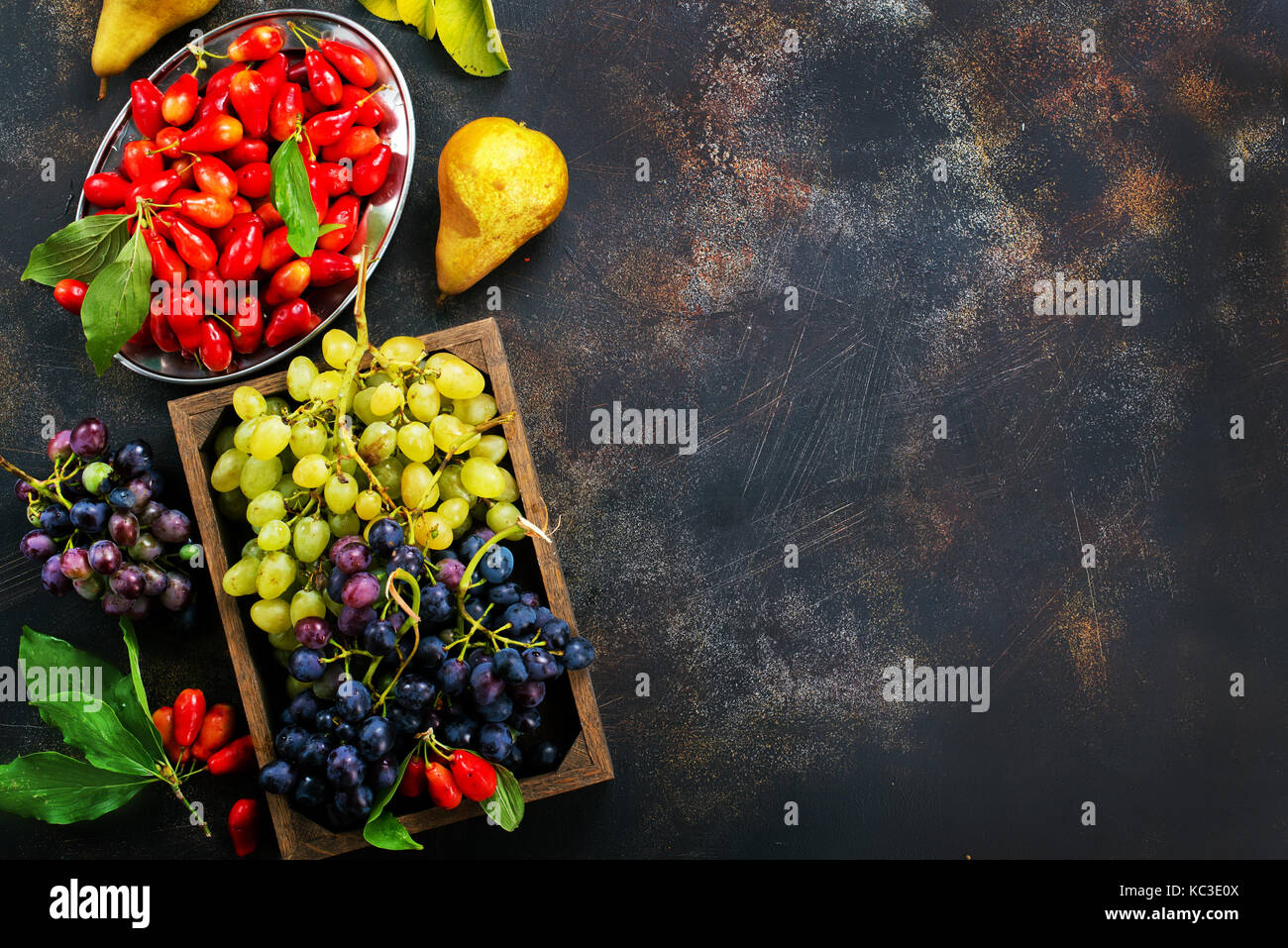 autumn fruits on a table, stock photo Stock Photo - Alamy