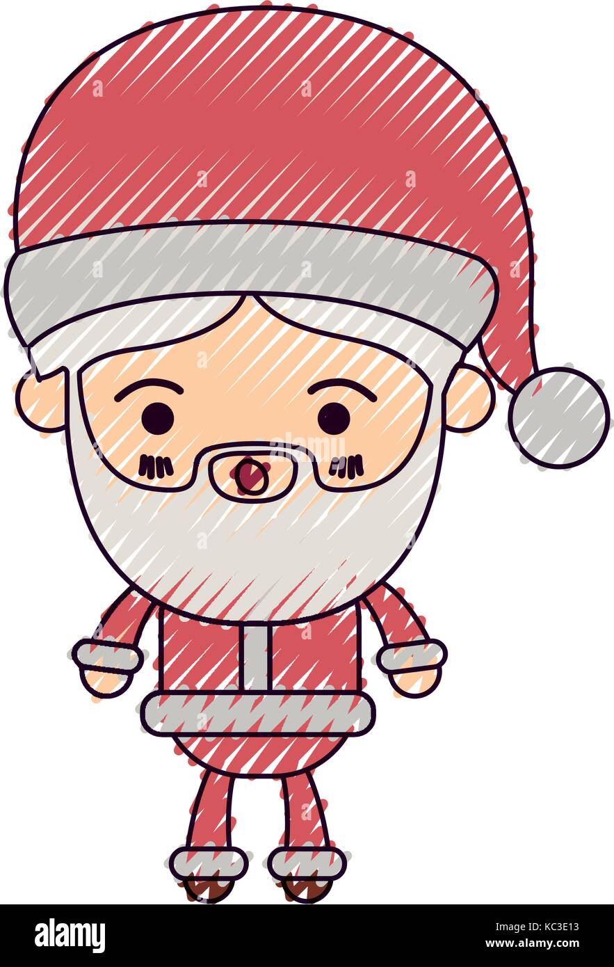 santa claus man kawaii full body cartoon surprised expression with hat ...