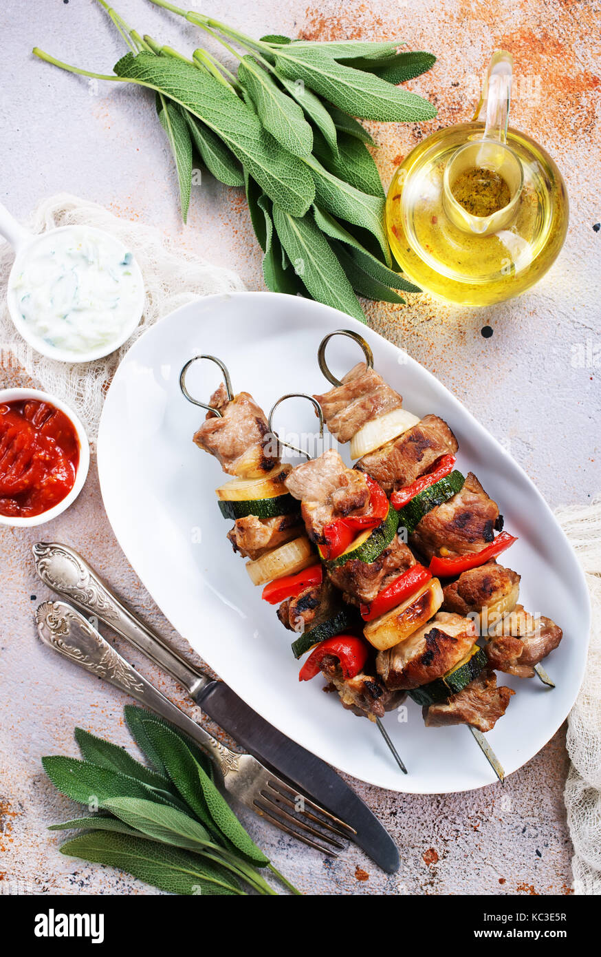 kebab with meat and vegetables, fresh kebab Stock Photo - Alamy