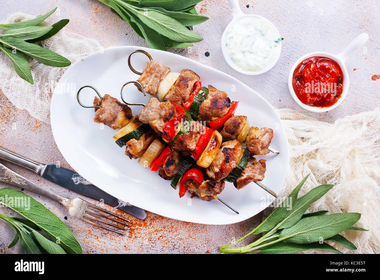 kebab with meat and vegetables, fresh kebab Stock Photo - Alamy
