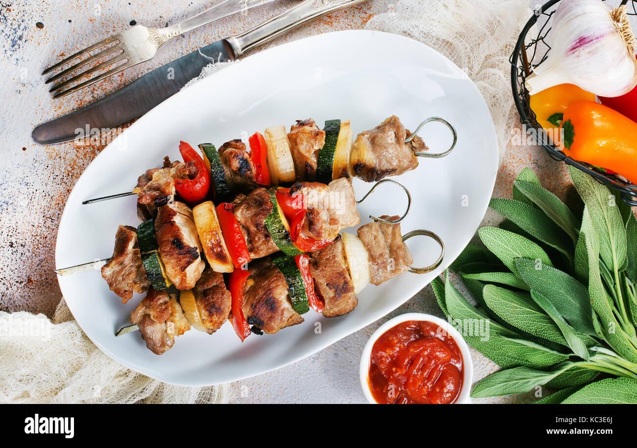kebab with meat and vegetables, fresh kebab Stock Photo - Alamy