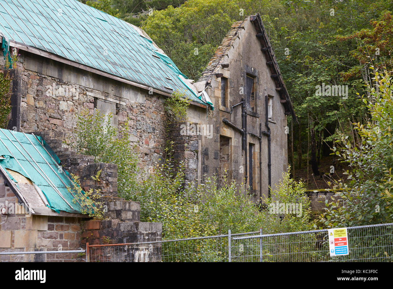Derelict and abandoned hotel at Stromeferry (no ferry). Ross and ...