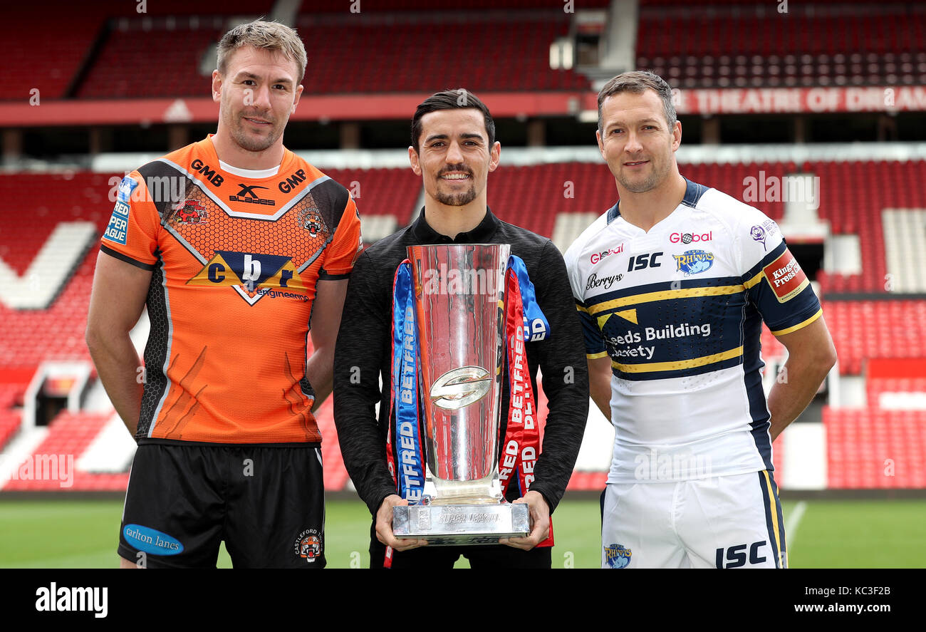 Castleford Tigers captain Michael Shenton (left) and Leeds Rhinos ...