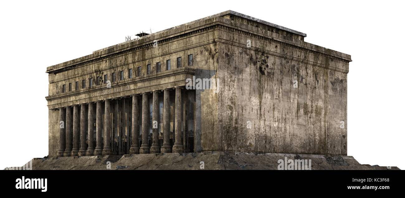 Ruined Building Isolated On White 3D Illustration Stock Photo - Alamy