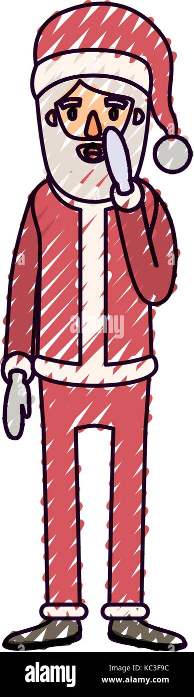 santa claus caricature full body with surprised expression hat and ...