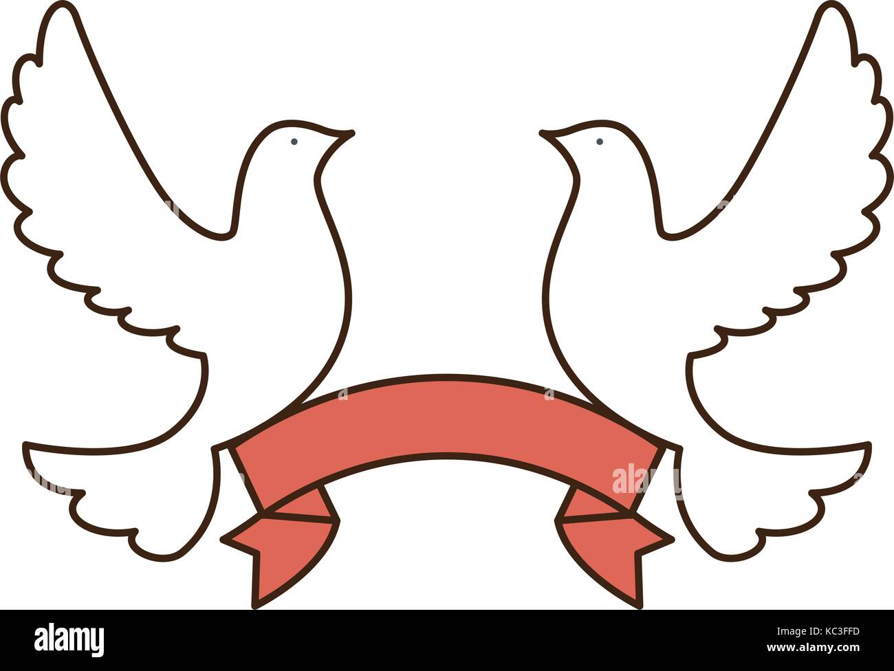 doves of peace with ribbon vector illustration design Stock Vector ...