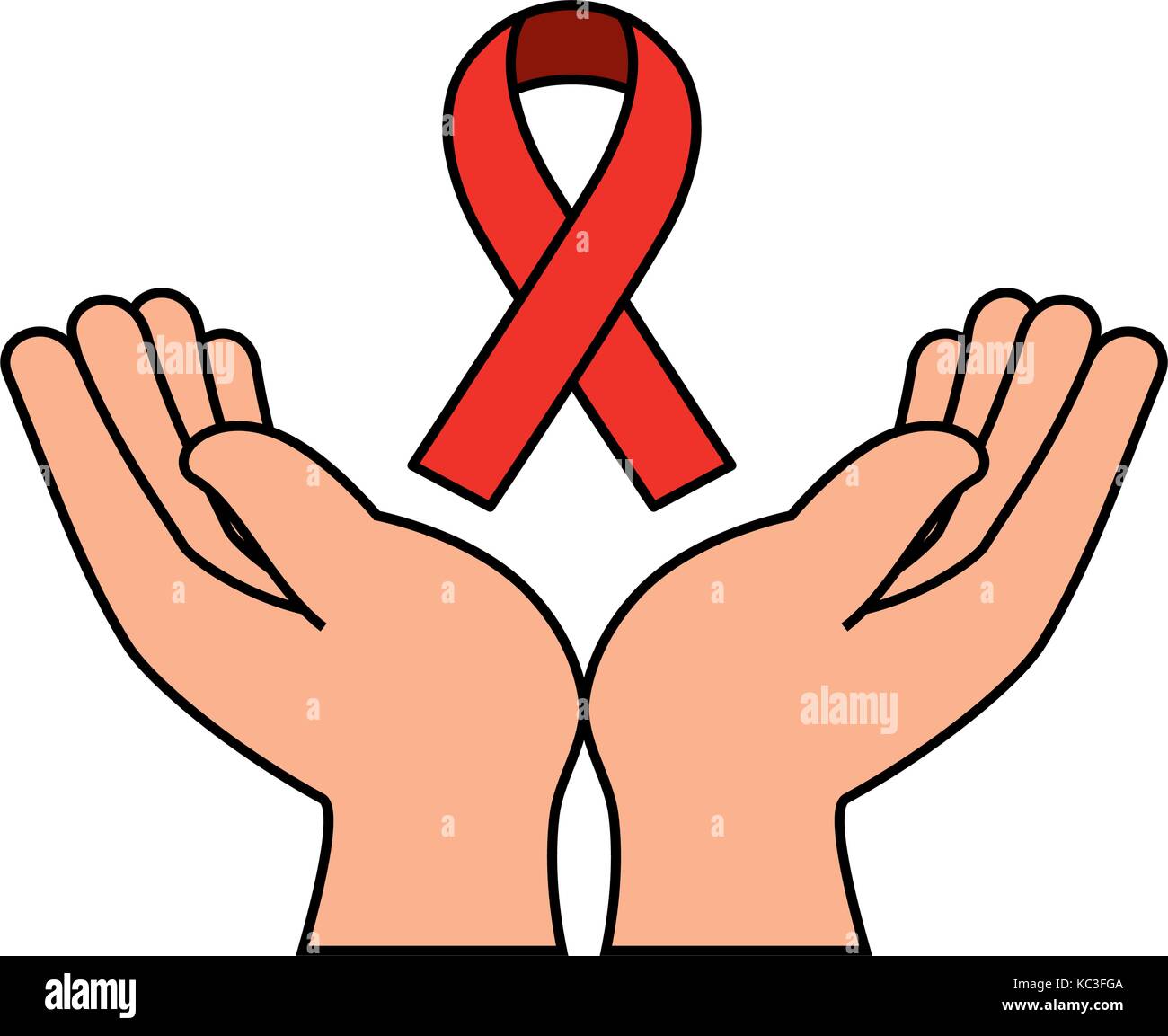 hands human protection with ribbon vector illustration design Stock ...