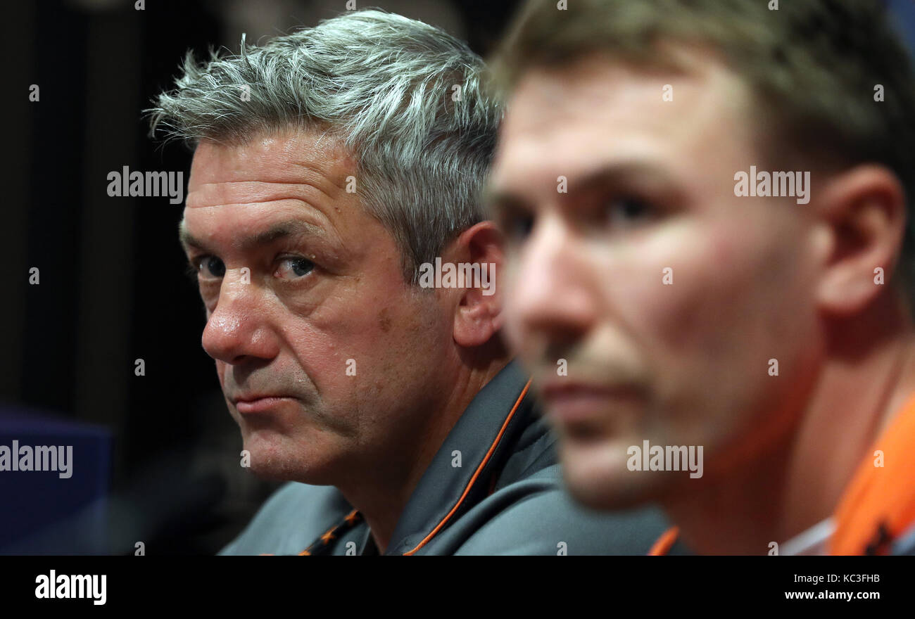 Castleford Tigers coach Daryl Powell with captain Michael Shenton ...