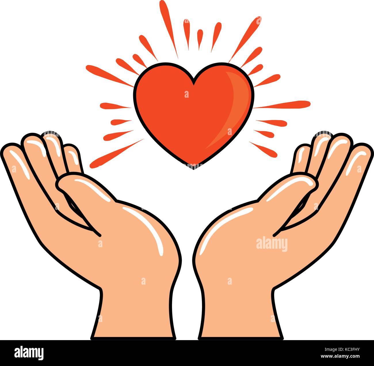 hands human protection with heart vector illustration design Stock ...