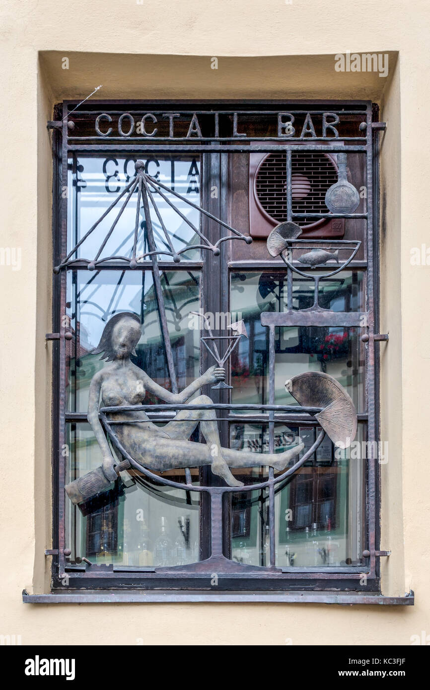 View of Unusual Windows in Krumlov Stock Photo - Alamy