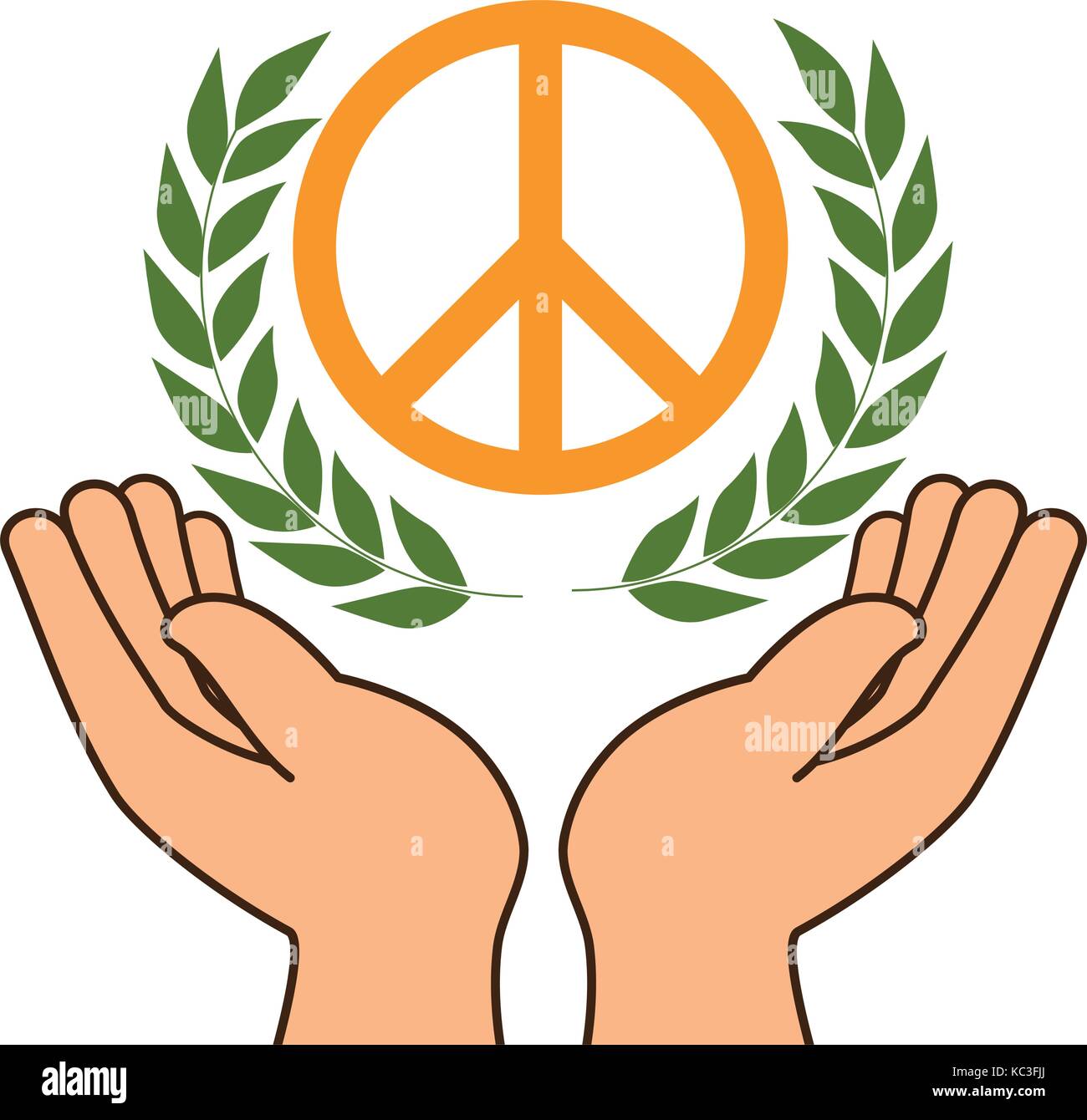 hands human protection with peace and love symbol vector illustration ...