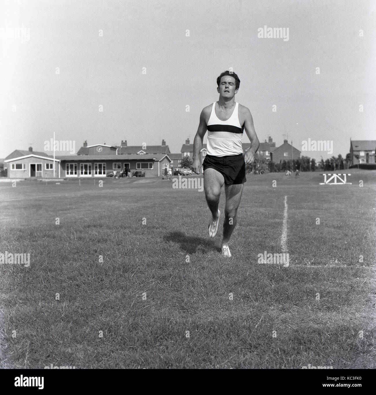 1960s, historical, picture shows a male athlete wearing vest and shorts ...