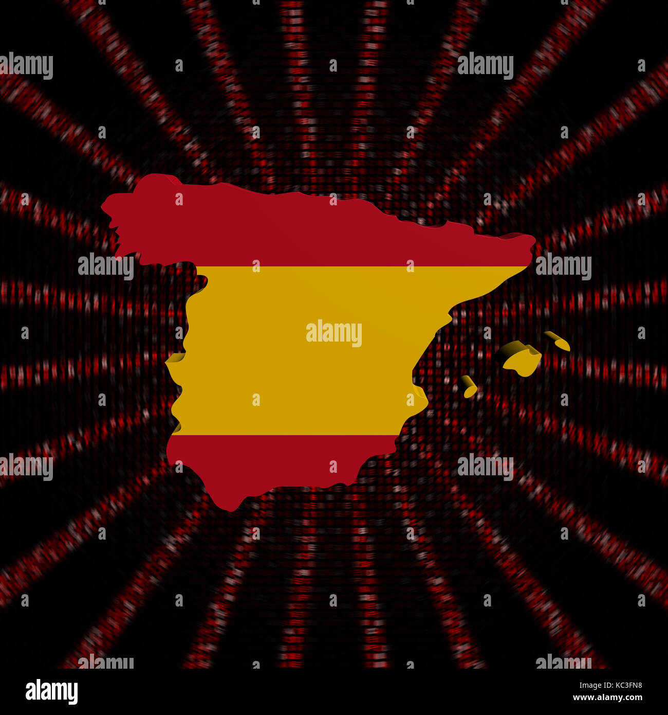 Spain map flag on red hex code burst illustration Stock Photo - Alamy