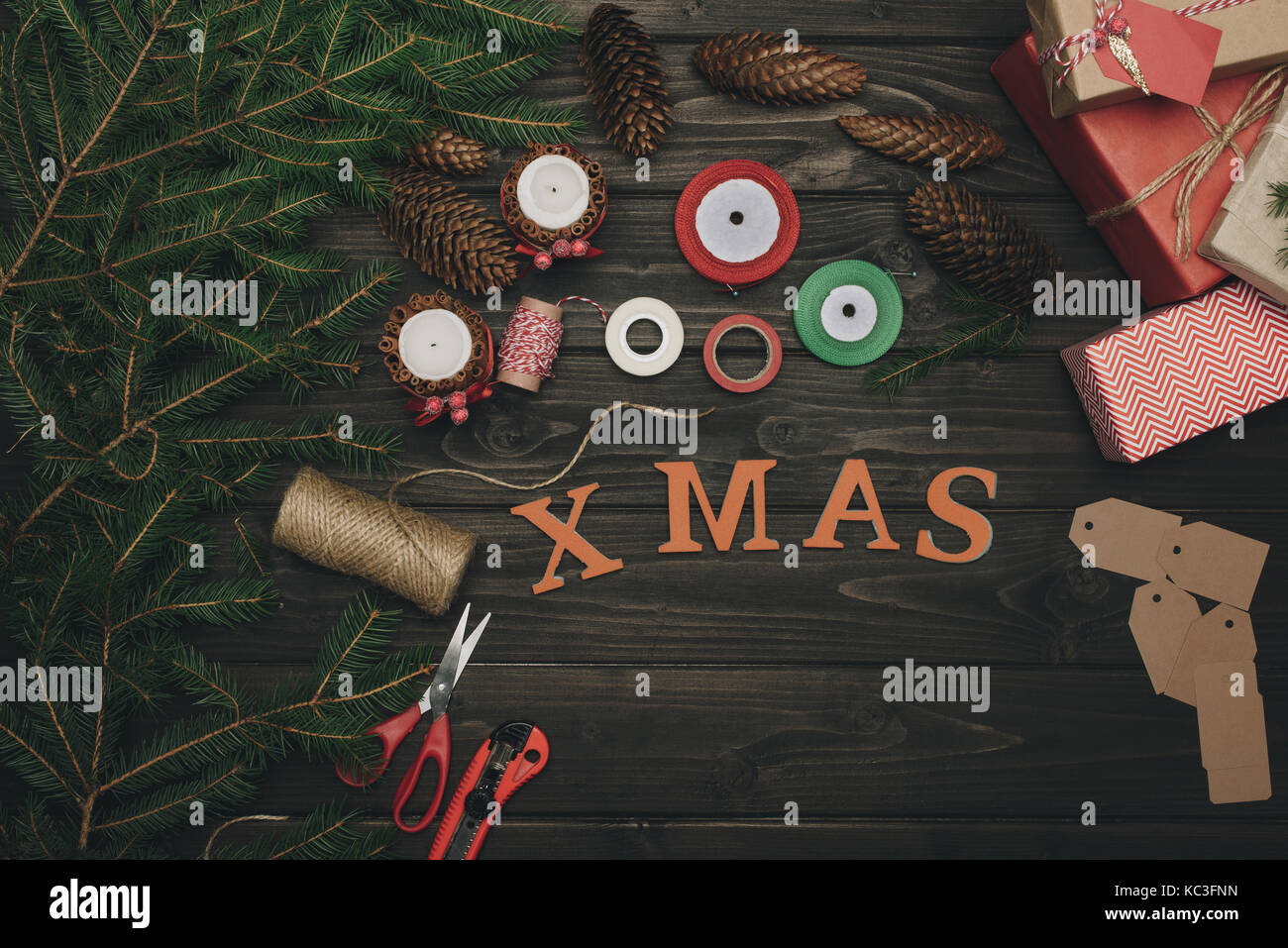 christmas composition with decorations Stock Photo - Alamy