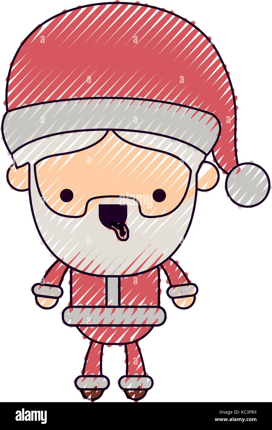 santa claus cartoon full body tongue out expression on color crayon ...