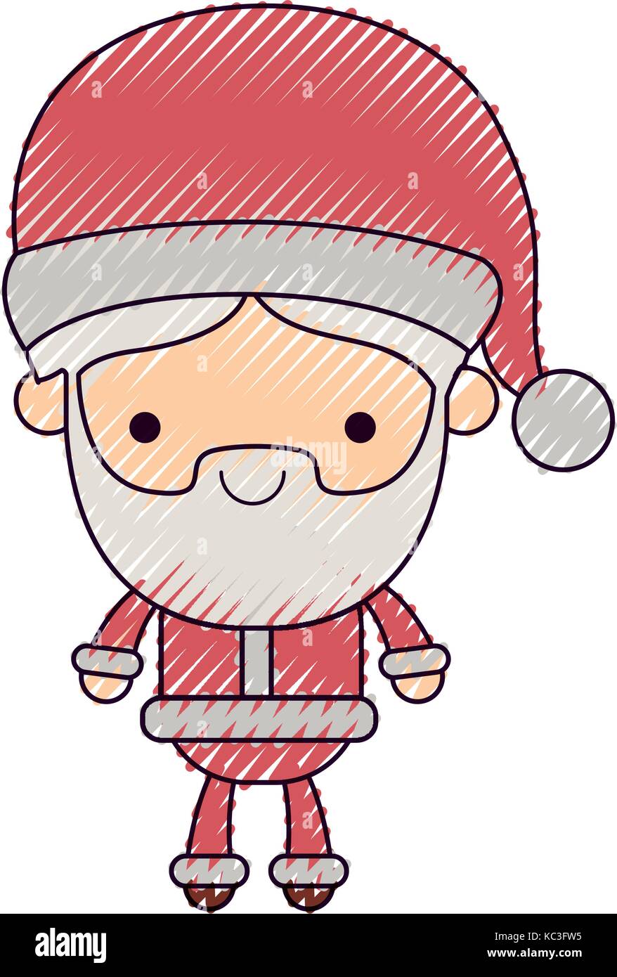 santa claus cartoon full body smiling expression on color crayon ...
