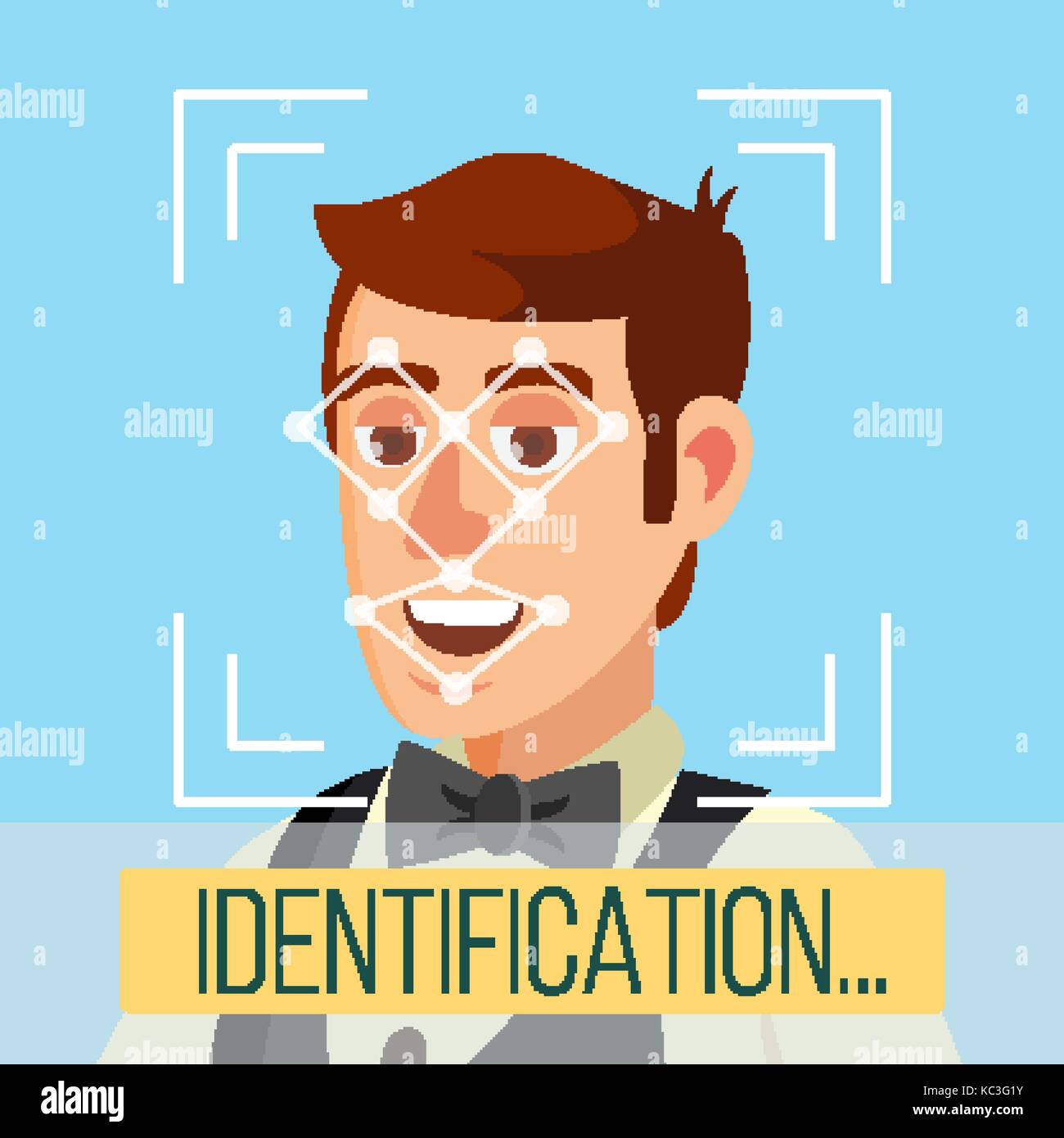 Biometric Face Identification Vector. Human Face With Polygons And ...