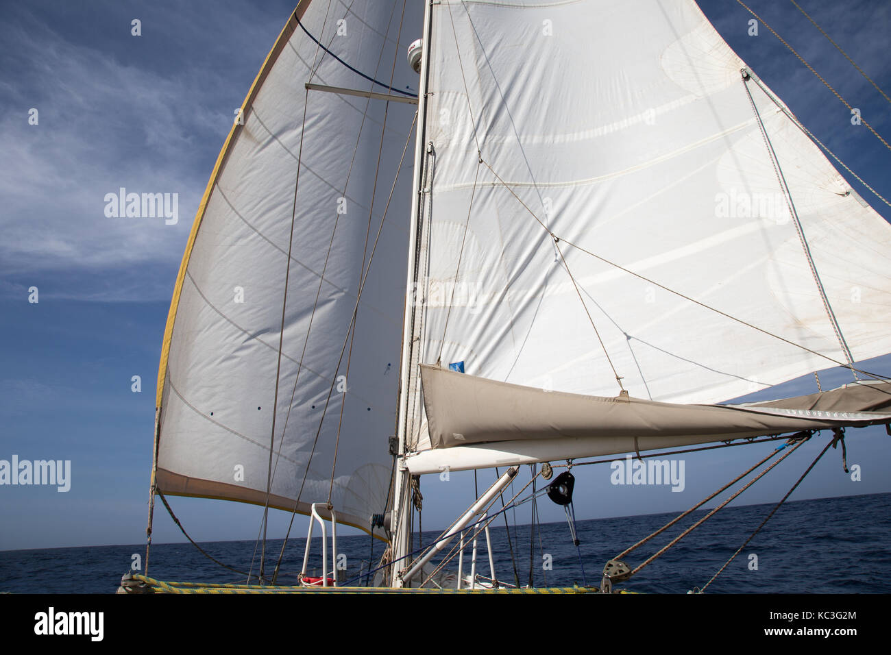 sailing boat in the middle of Atlantic ocean Stock Photo - Alamy