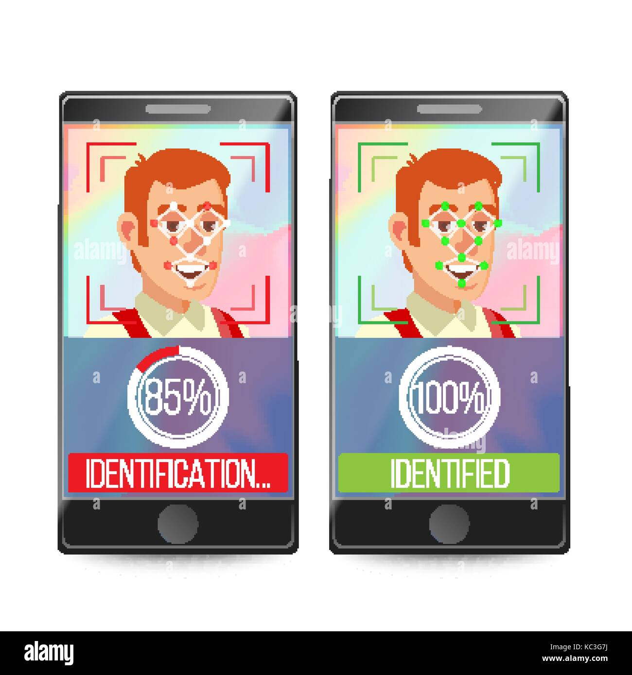 Smartphone Scan Person Face Vector. Electronic Identity Verification ...