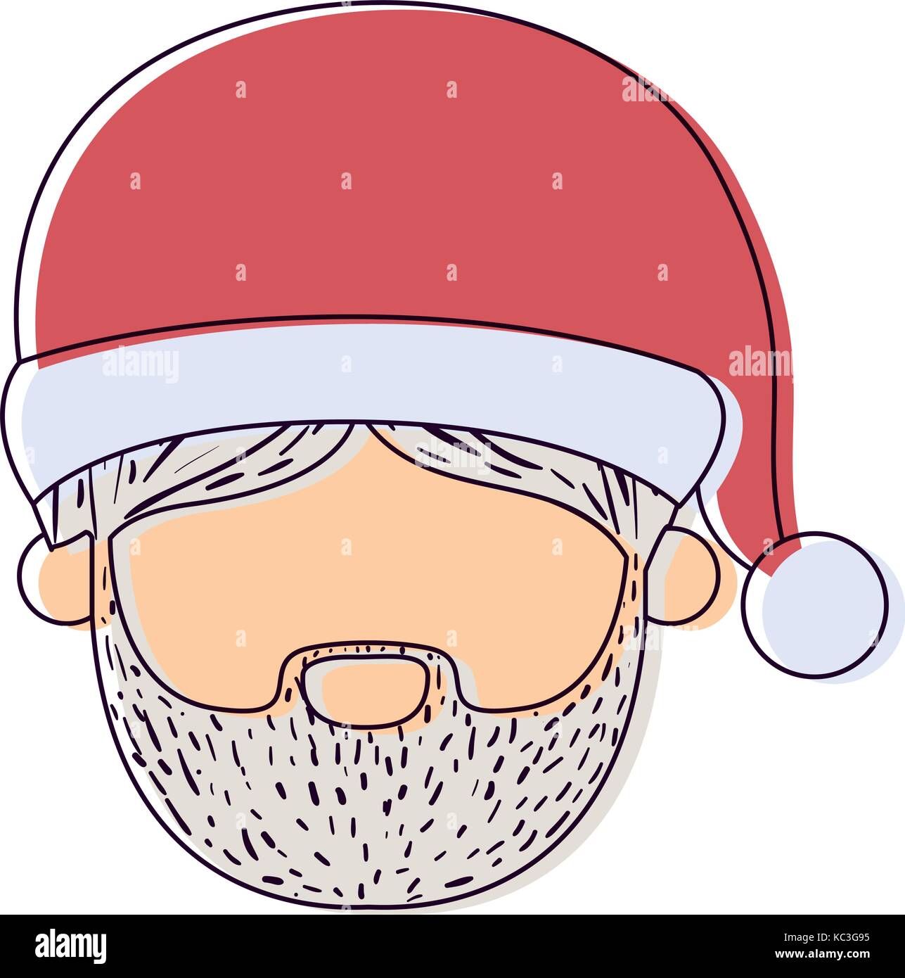 santa claus man faceless with hat watercolor silhouette on white ...