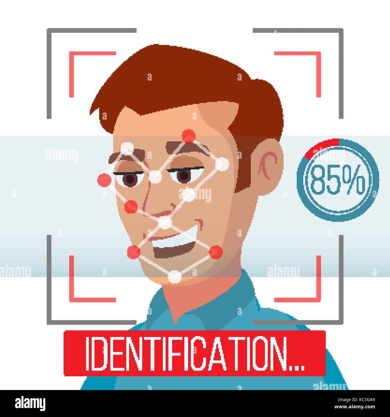 Biometric Facial Identification Vector. Mobile App For Face Recognition ...