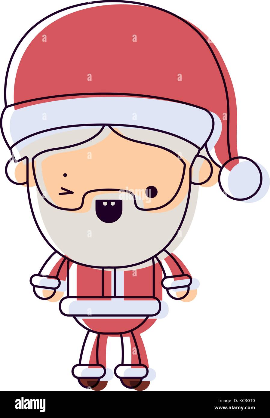 santa claus cartoon full body wink eye expression watercolor silhouette ...