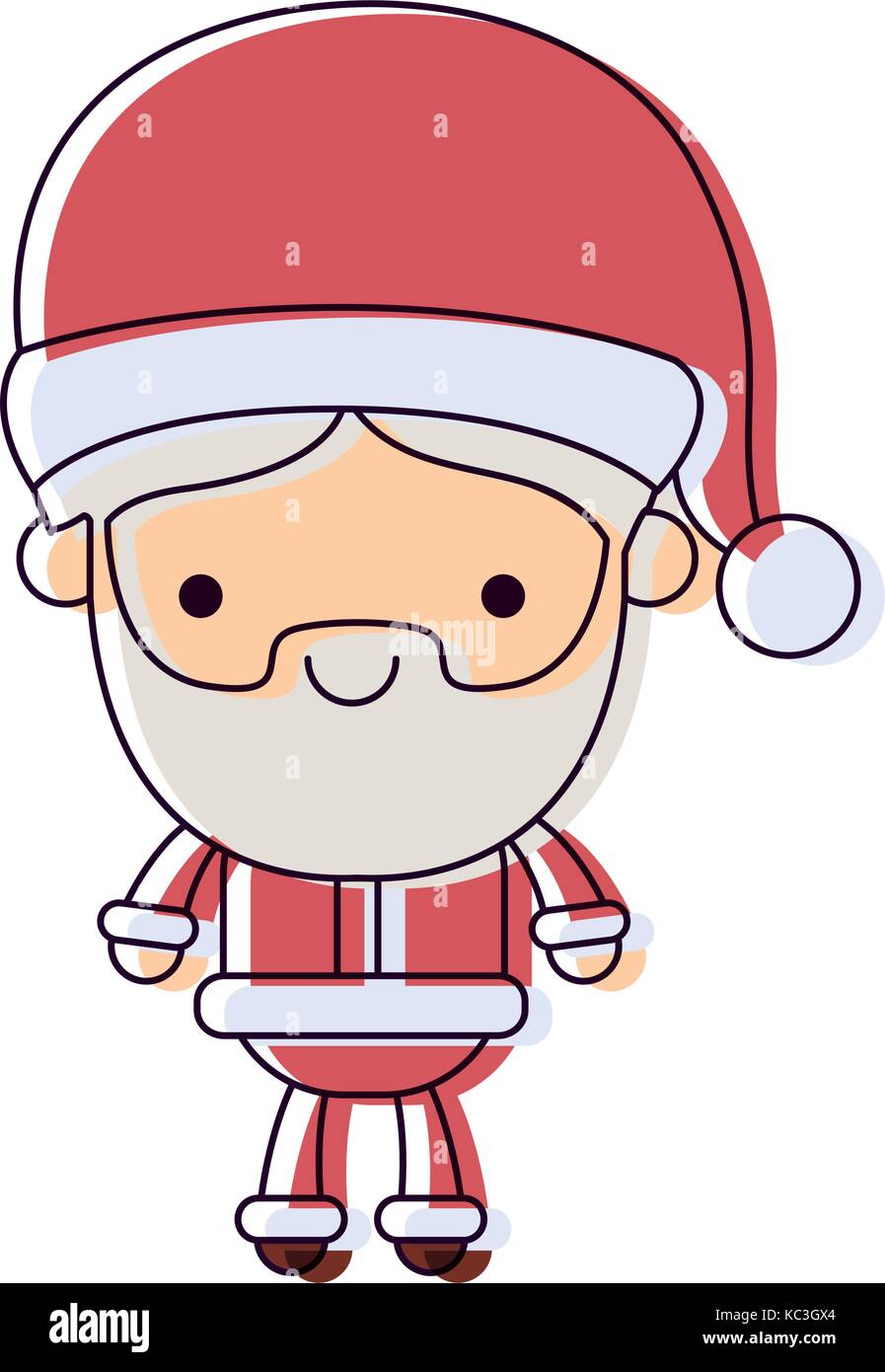 santa claus cartoon full body smiling expression watercolor silhouette ...