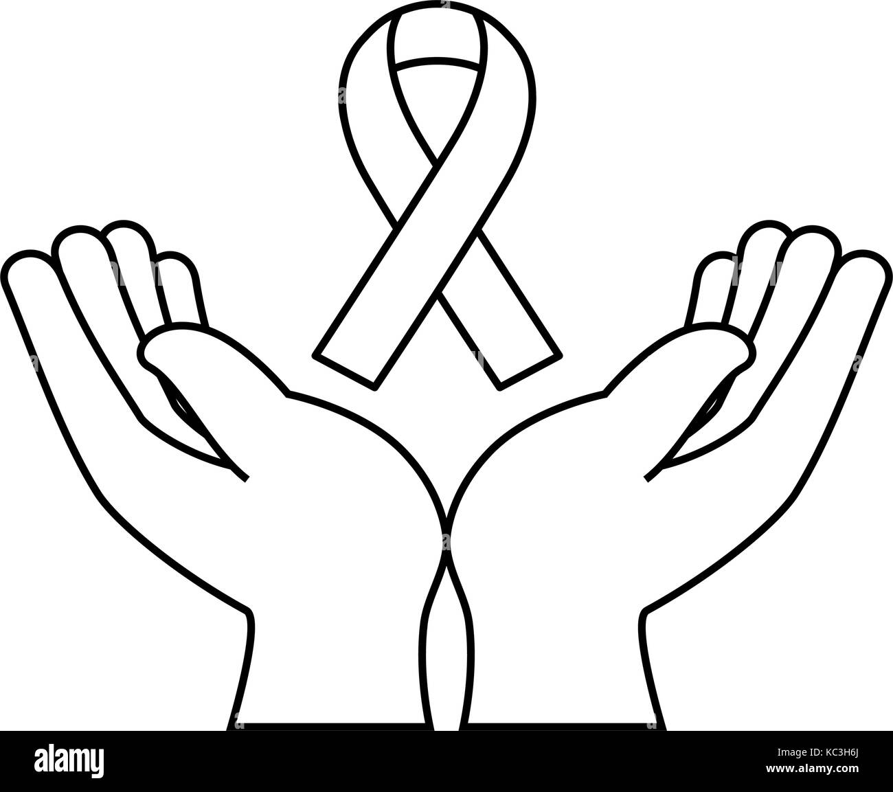 hands human protection with ribbon vector illustration design Stock ...