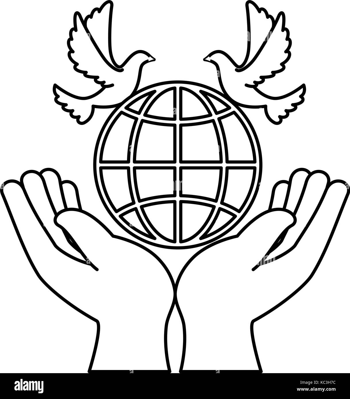 Dove human hands peace symbol Black and White Stock Photos & Images - Alamy