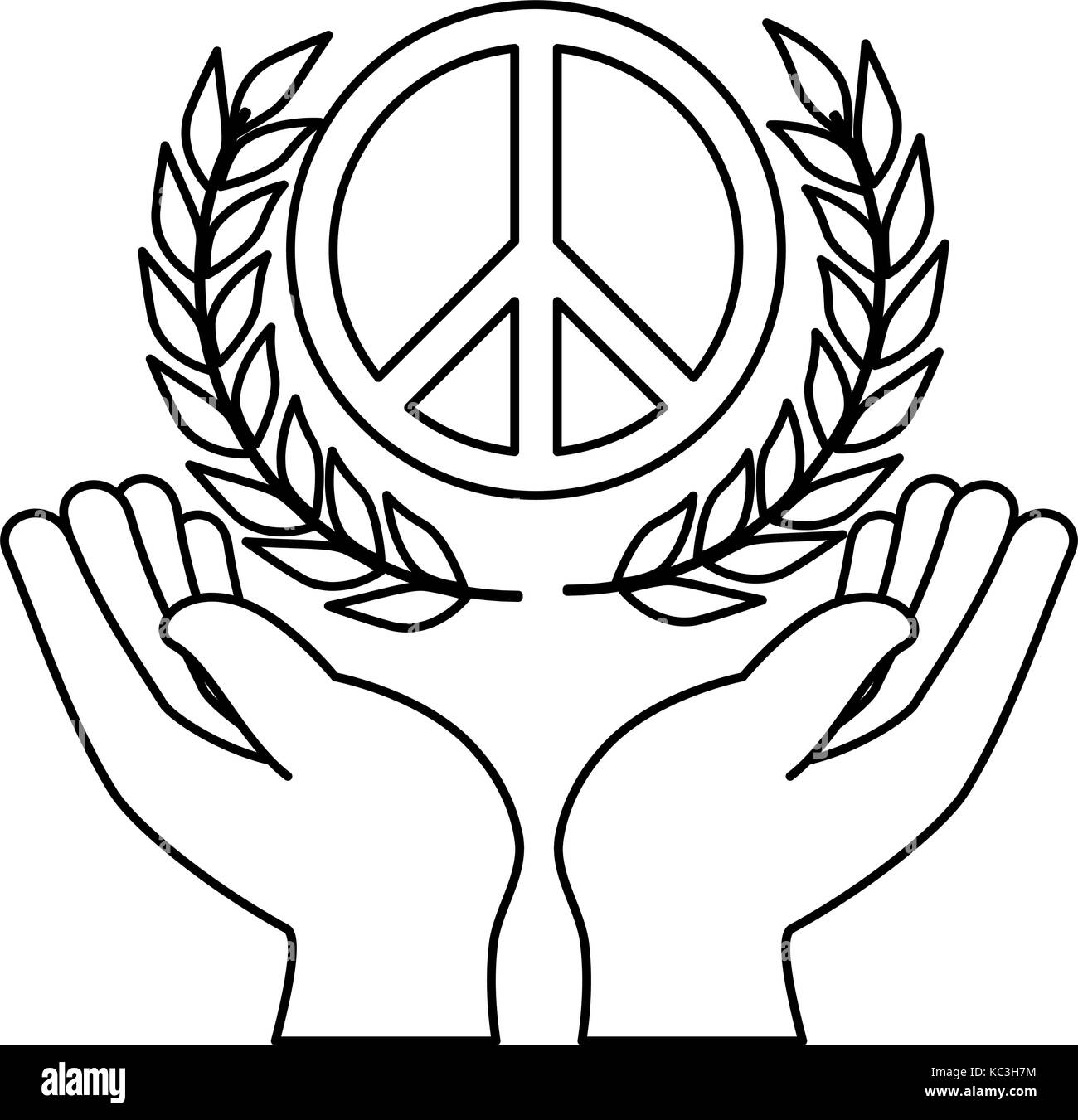 hands human protection with peace and love symbol vector illustration ...