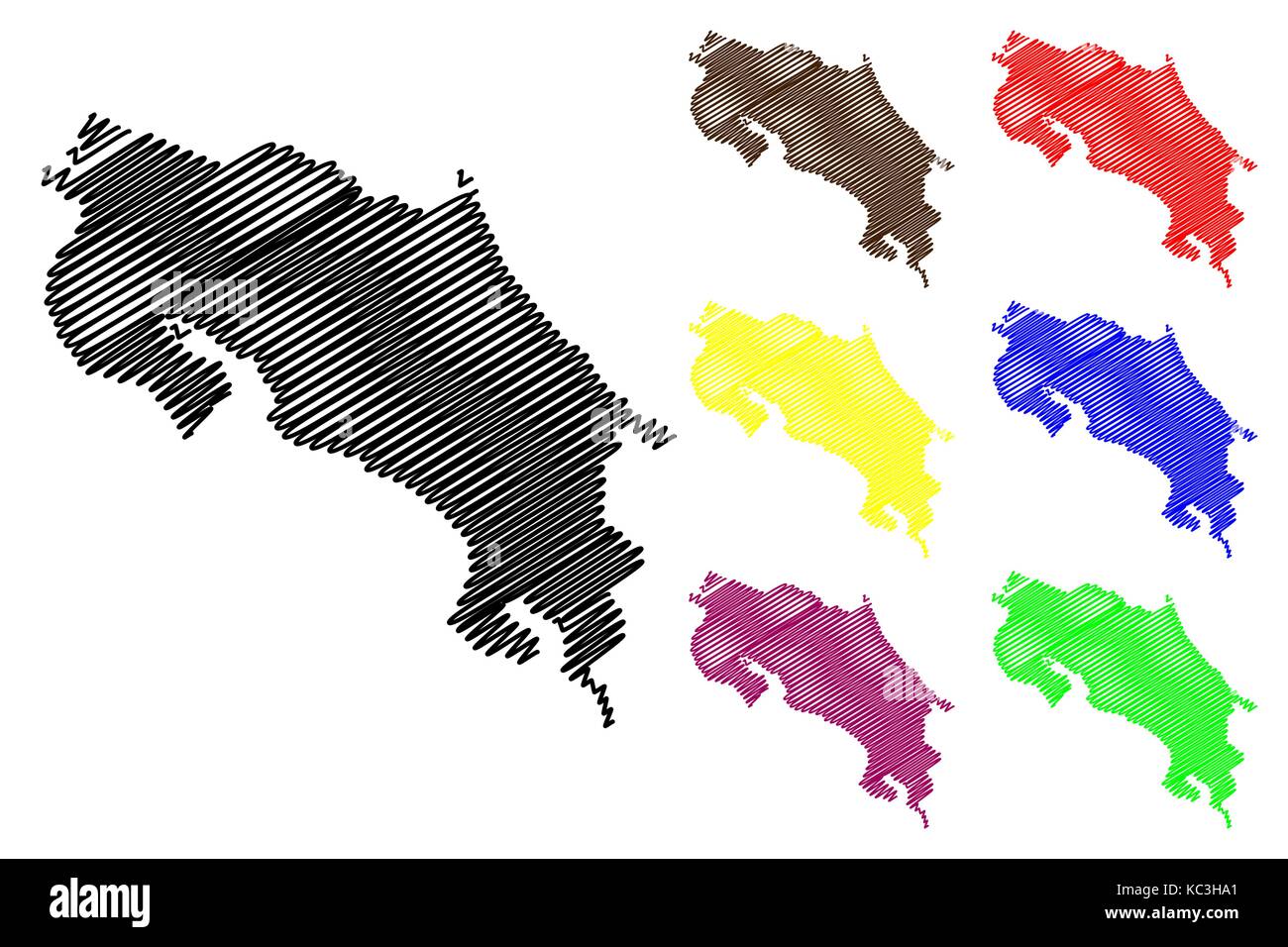 Costa Rica map vector illustration, scribble sketch Costa Rica Stock ...
