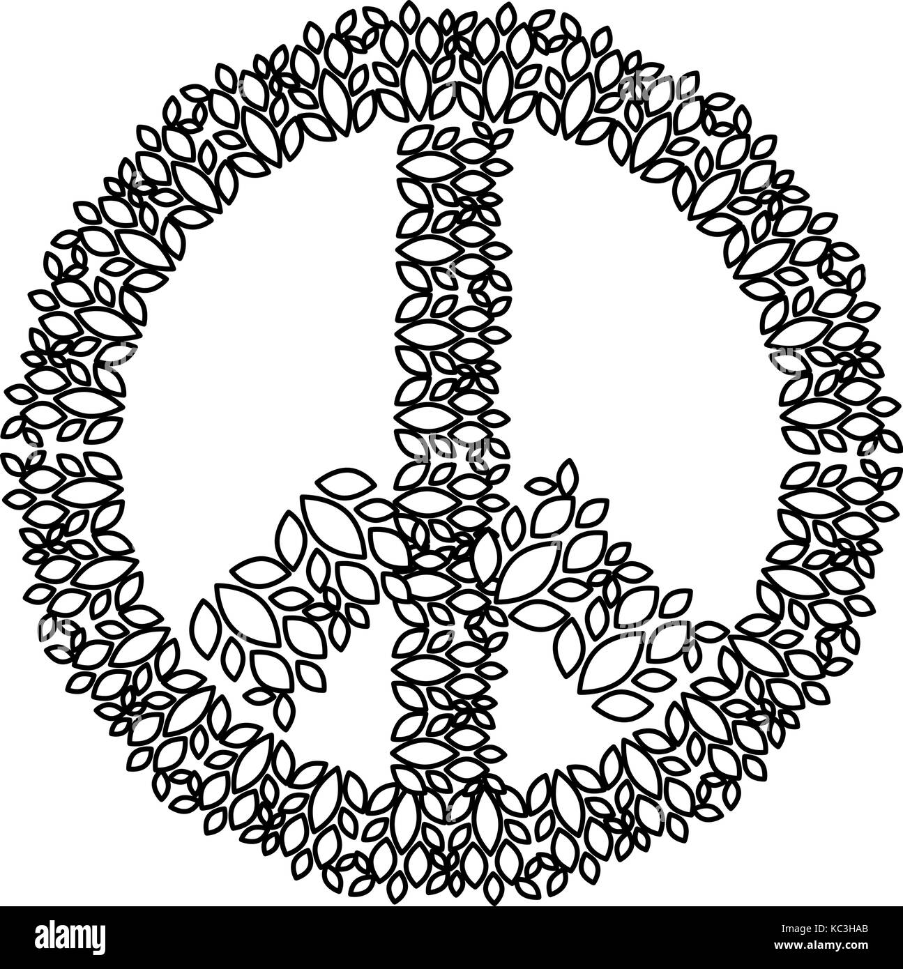 peace symbol with leafs vector illustration design Stock Vector Image ...