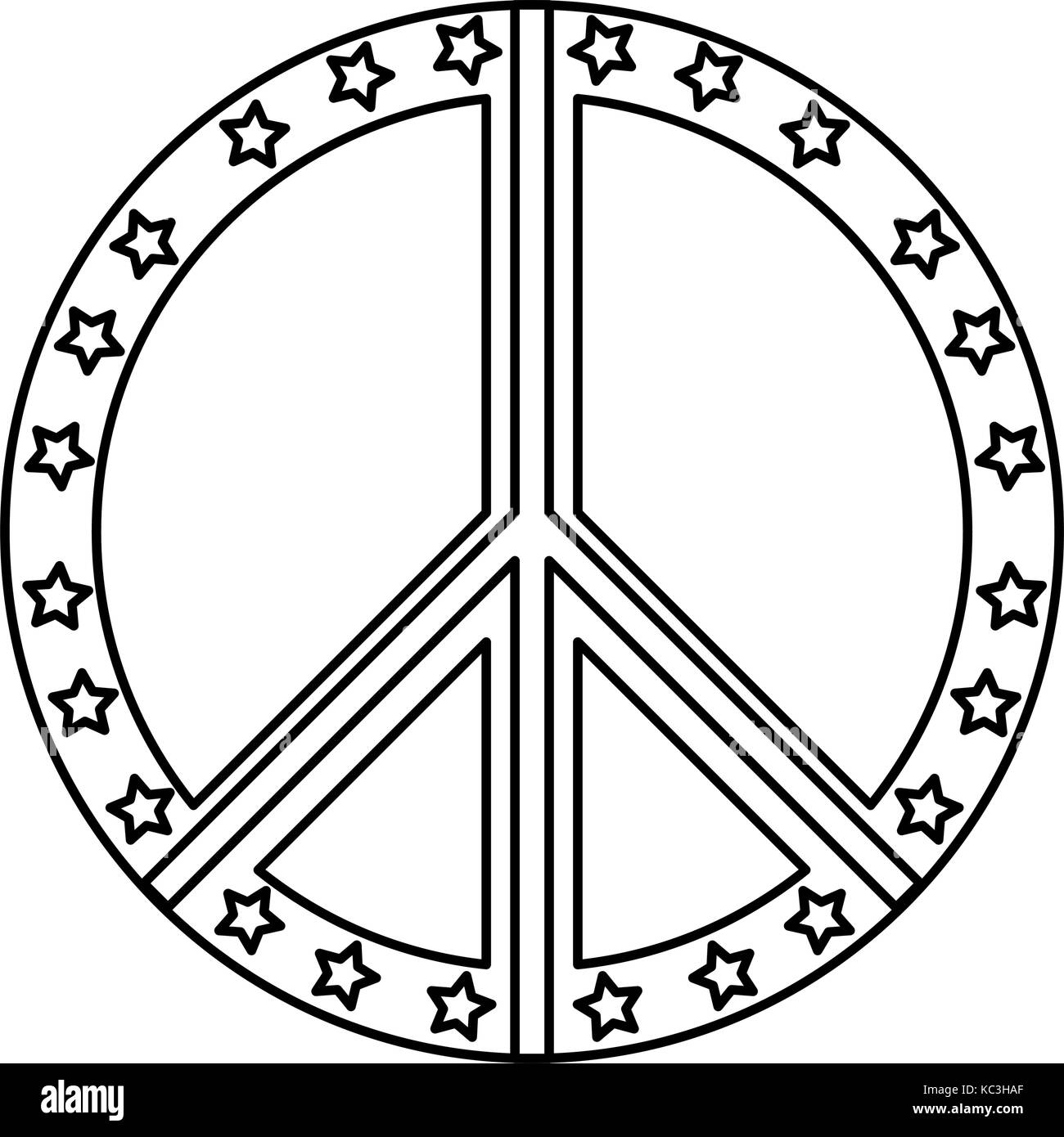 peace symbol with stars vector illustration design Stock Vector Image ...