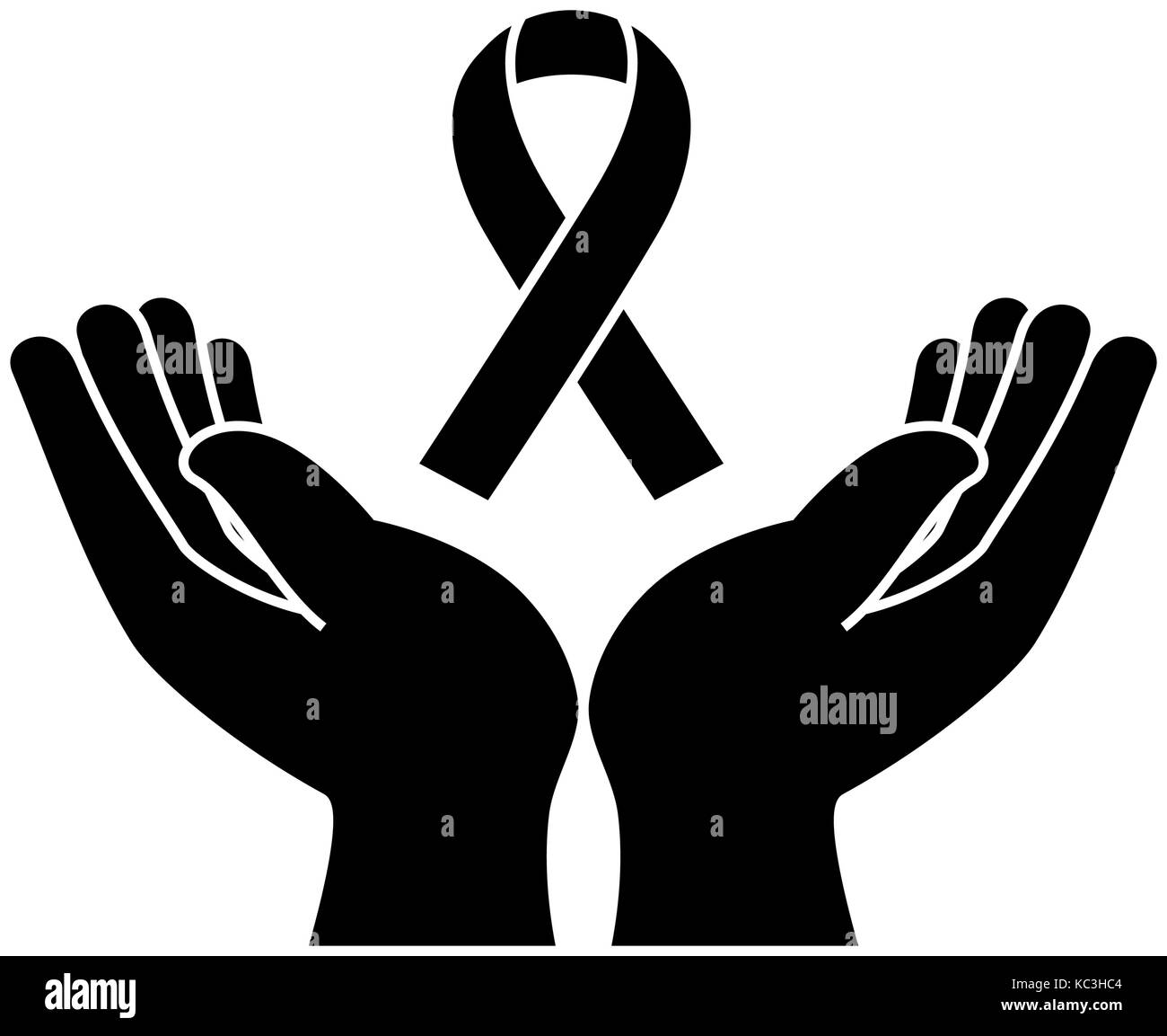hands human protection with ribbon vector illustration design Stock ...