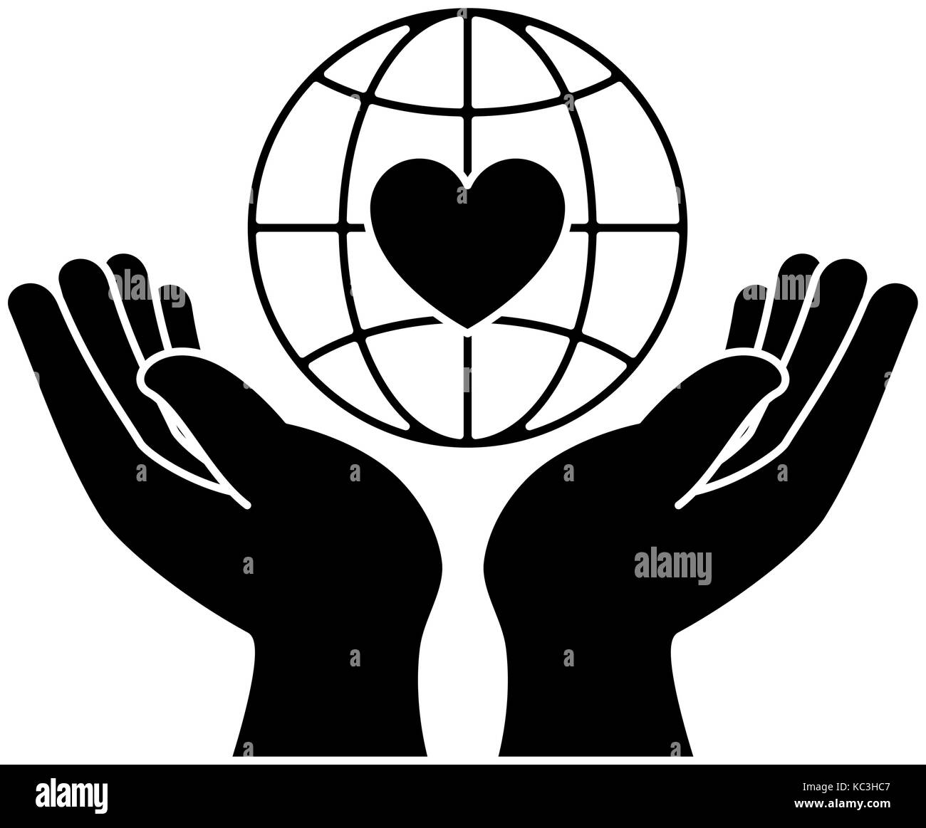 hands human protection with world planet and heart vector illustration ...