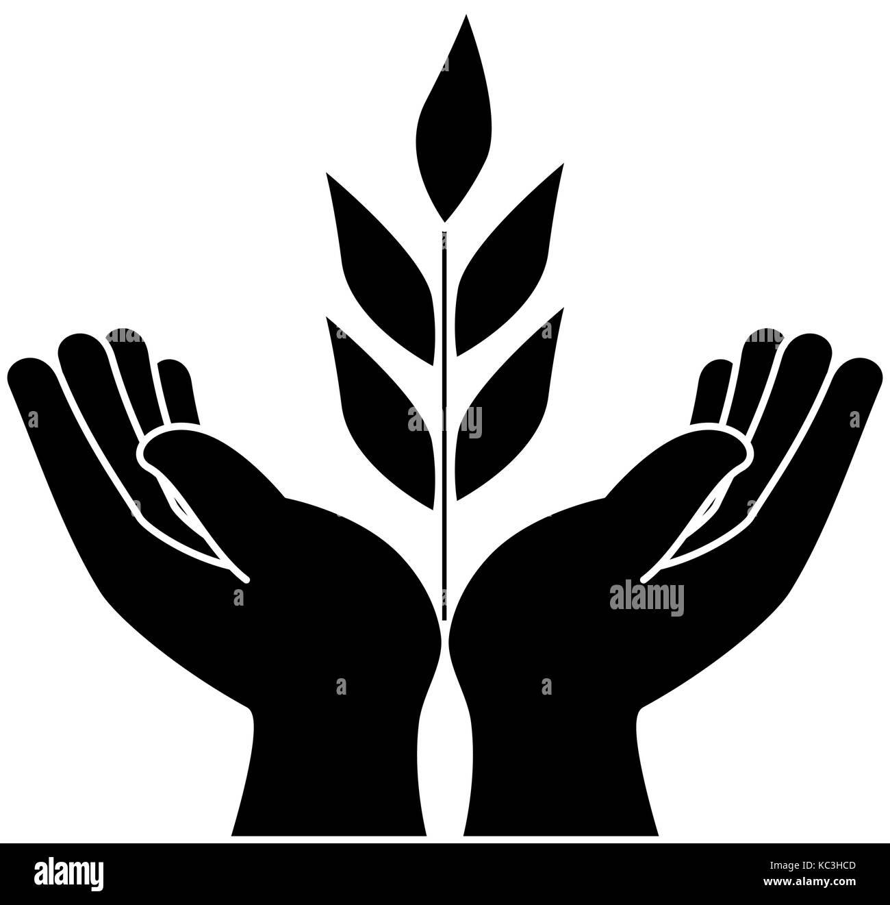 hands human protection with leafs vector illustration design Stock ...