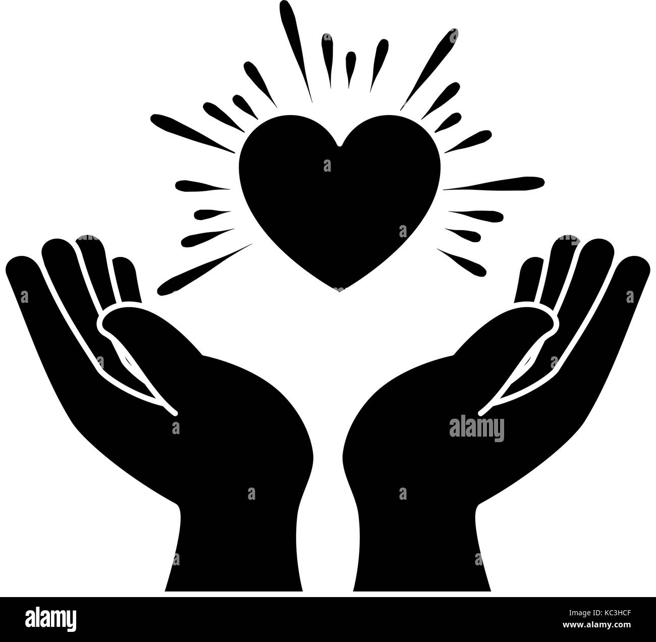 hands human protection with heart vector illustration design Stock ...