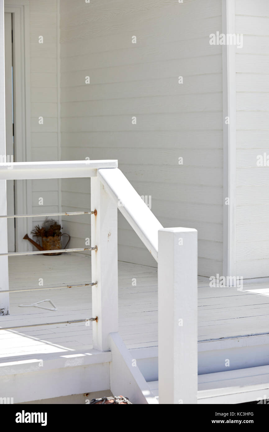 White slatted wooden beach house Stock Photo - Alamy