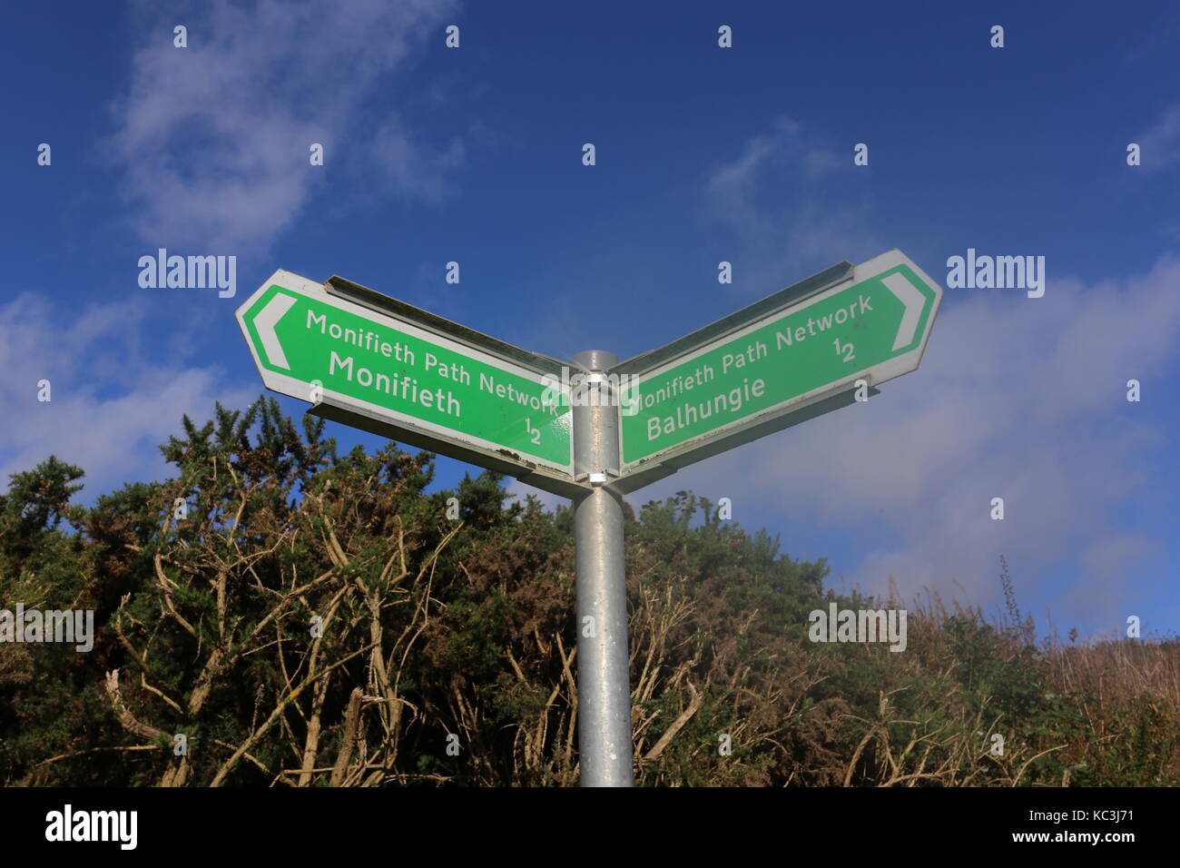 Sign on Monifieth path network near Balhungie Angus Scotland September ...