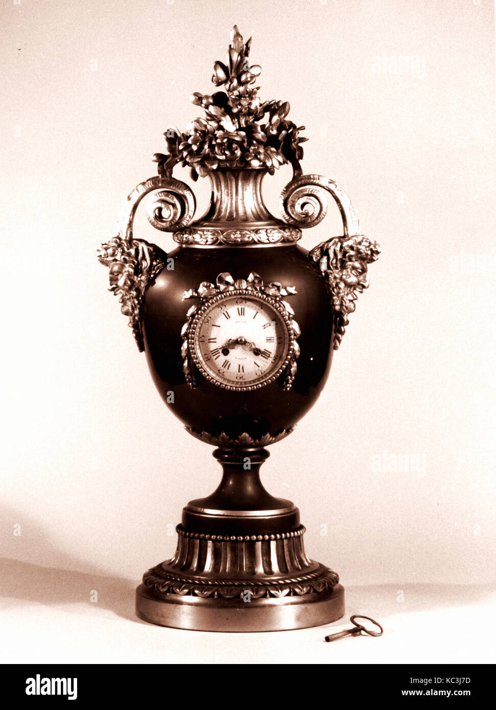 Clock, ca. 1860, Made in Paris, France, Gilt bronze, porcelain, 28 x 13 ...