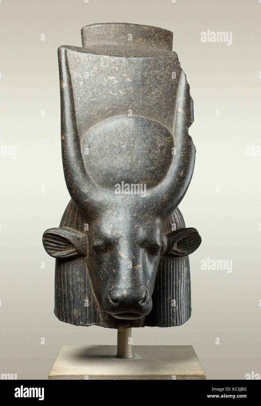 Head of a Cow Goddess (Hathor or Mehetweret), ca. 1390–1352 B.C Stock ...