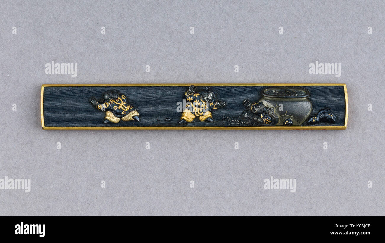 Knife Handle (Kozuka), ca. 1830, Japanese, Copper-gold alloy (shakudō ...