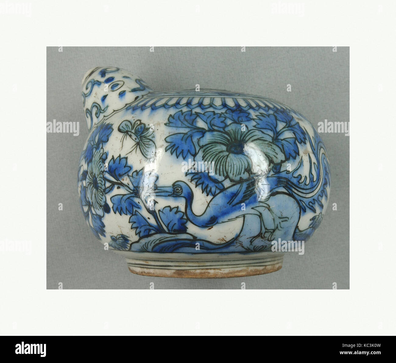 Kendi, 17th century, Made in Iran, Stonepaste; polychrome painted under ...