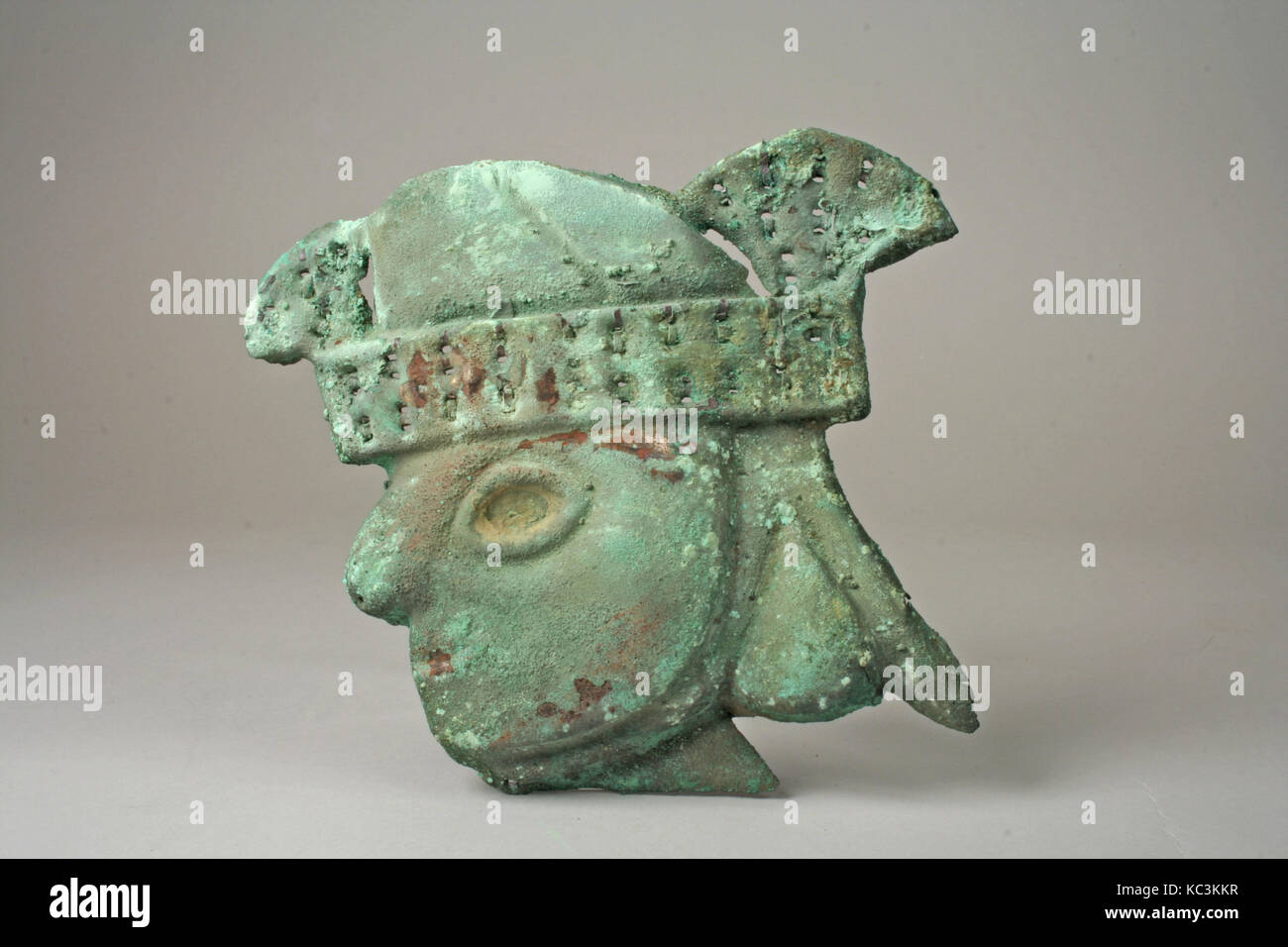 Profile Face, 390–450, Peru, Moche (Loma Negra), Silvered copper, H. 5 ...