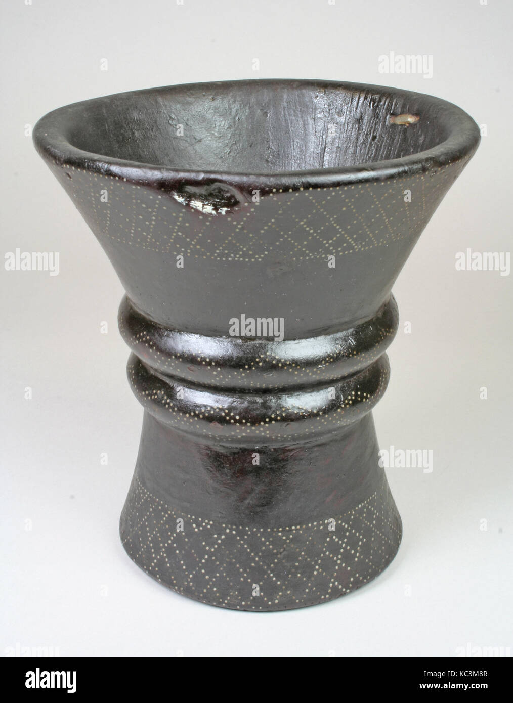 Kero, early 17th century, Peru, Quechua, Wood, metal inlay, red pigment ...