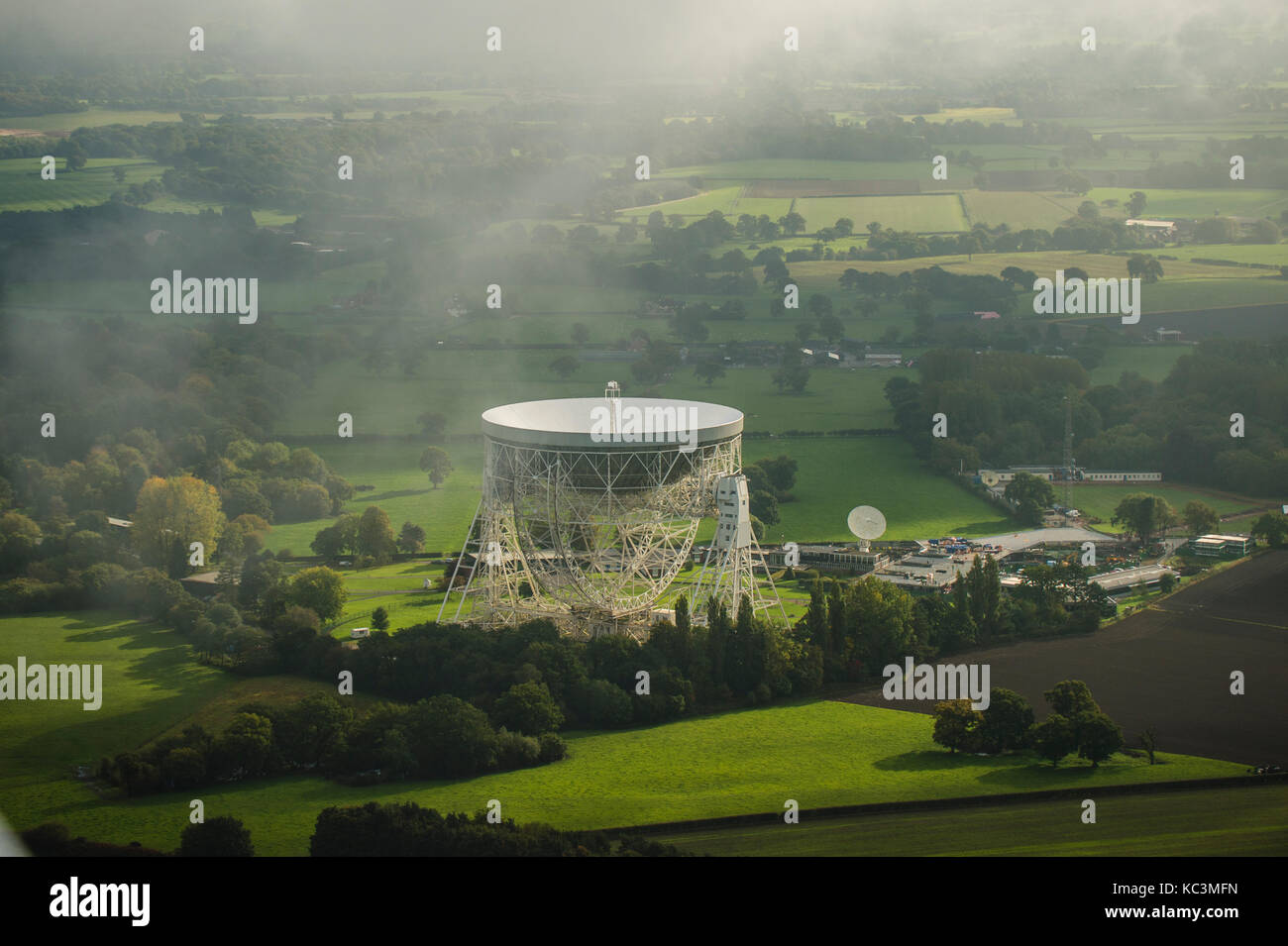 Aerial photo Jodrell Bank during refurbishment Stock Photo - Alamy