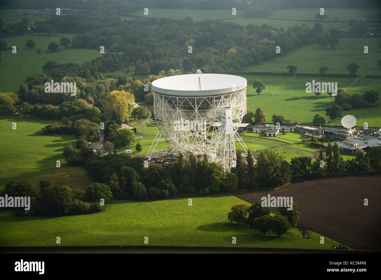 Aerial photo Jodrell Bank during refurbishment Stock Photo - Alamy