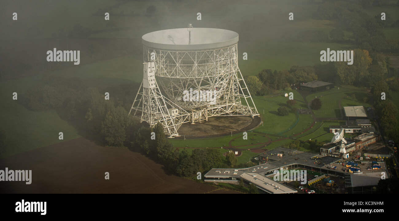 Aerial photo Jodrell Bank during refurbishment Stock Photo - Alamy