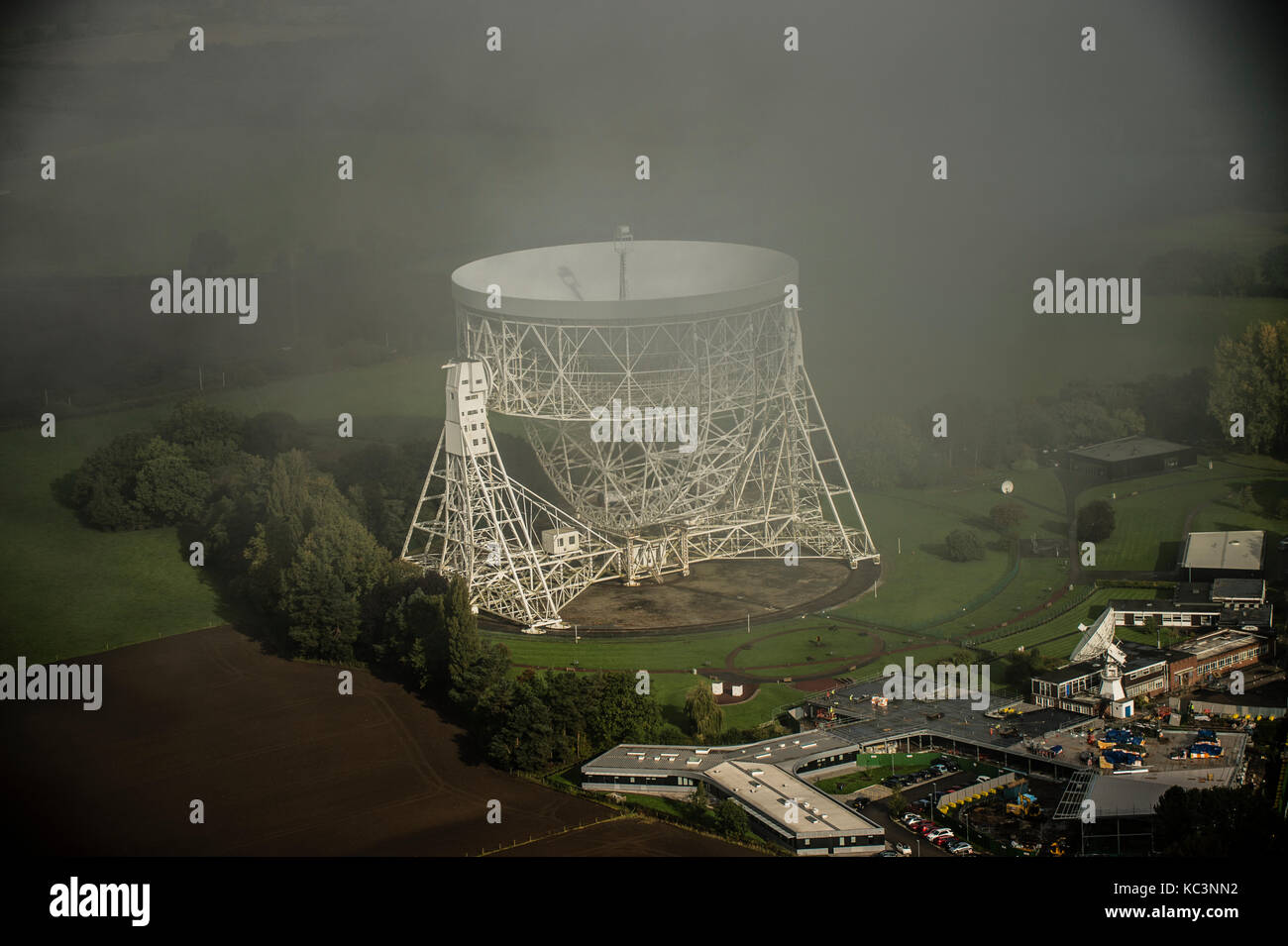 Aerial photo Jodrell Bank during refurbishment Stock Photo - Alamy