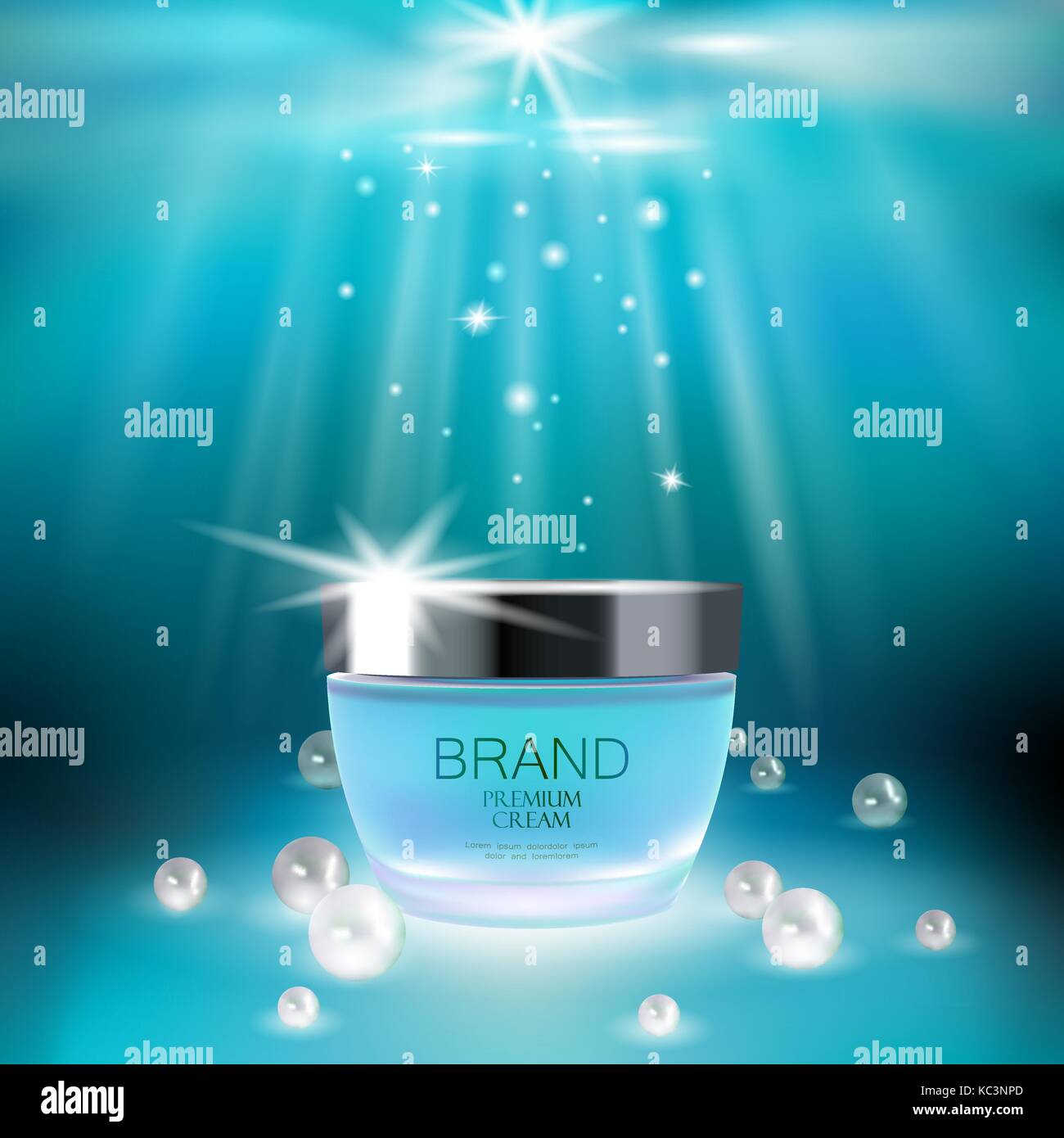 Aqua skin care creme cosmetic ad promoting poster template. Underwater ...